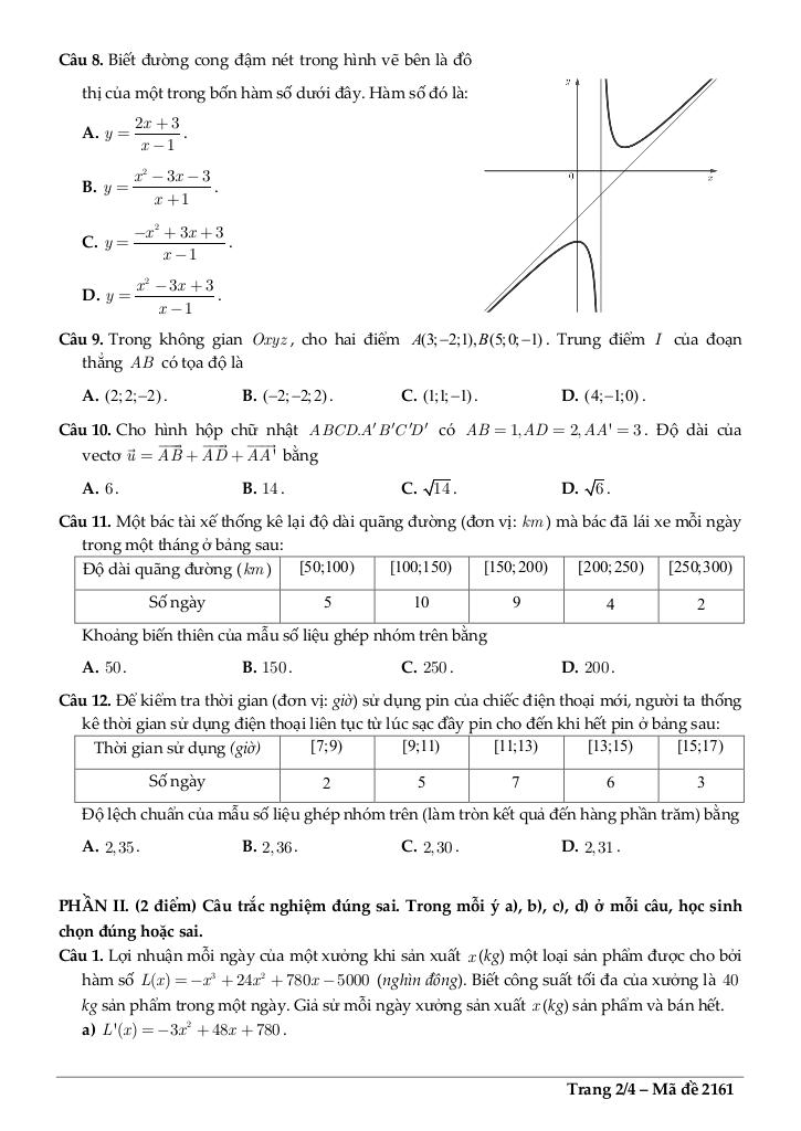 Tài liệu toán: Đề Cuối Học Kỳ 1 Toán 12 Năm 2025 – 2026 Trường Thpt Mạc ...